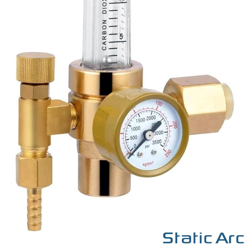 GAS FLOW METER REGULATOR PRESSURE GAUGE BALL TUBE ARGON CO2 MIG TIG WELDING